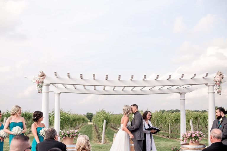 Peacock Teal & Gray Winery Wedding at Tomasello | Petal & Glass
