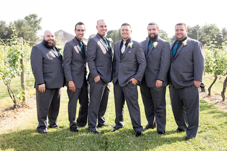 Peacock Teal & Gray Winery Wedding at Tomasello | Petal & Glass